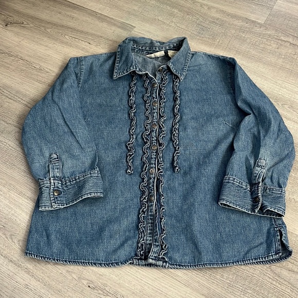 Faded Glory | Tops | Vintage Denim Ruffle Top | Poshmark